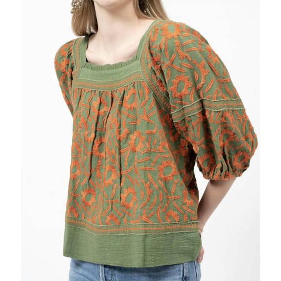 Sister Mary | Tops | New Sister Mary Embroidered Cotton Square Neck Top ...